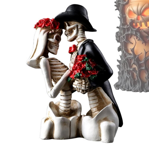 Couple Skeleton Statue Skeleton Figurines For Shelf Halloween Skeletons ...