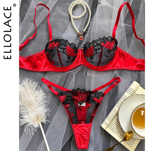 Red Black S Fancy Lingerie Floral Lace Bra Set Bilizna Luxury Well Looking Underwear on OnBuy