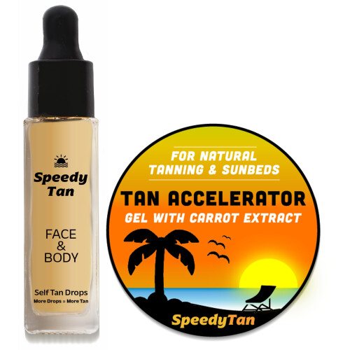 Premium Tan Accelerator Gel + Self Tanning Drops - For Sunbed Use ...