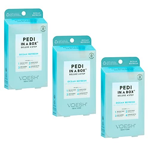 Pedi in a Box 4 Step Ocean Refresh - 3 Pack, At-Home Pedicure Treatment ...