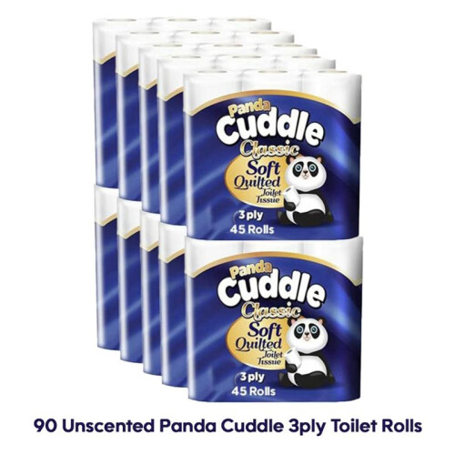 PANDA CUDDLE 90 TOILET ROLLS/ NON SCENTED/10x9pkBLUE (Cuddle Panda 3PLY ...