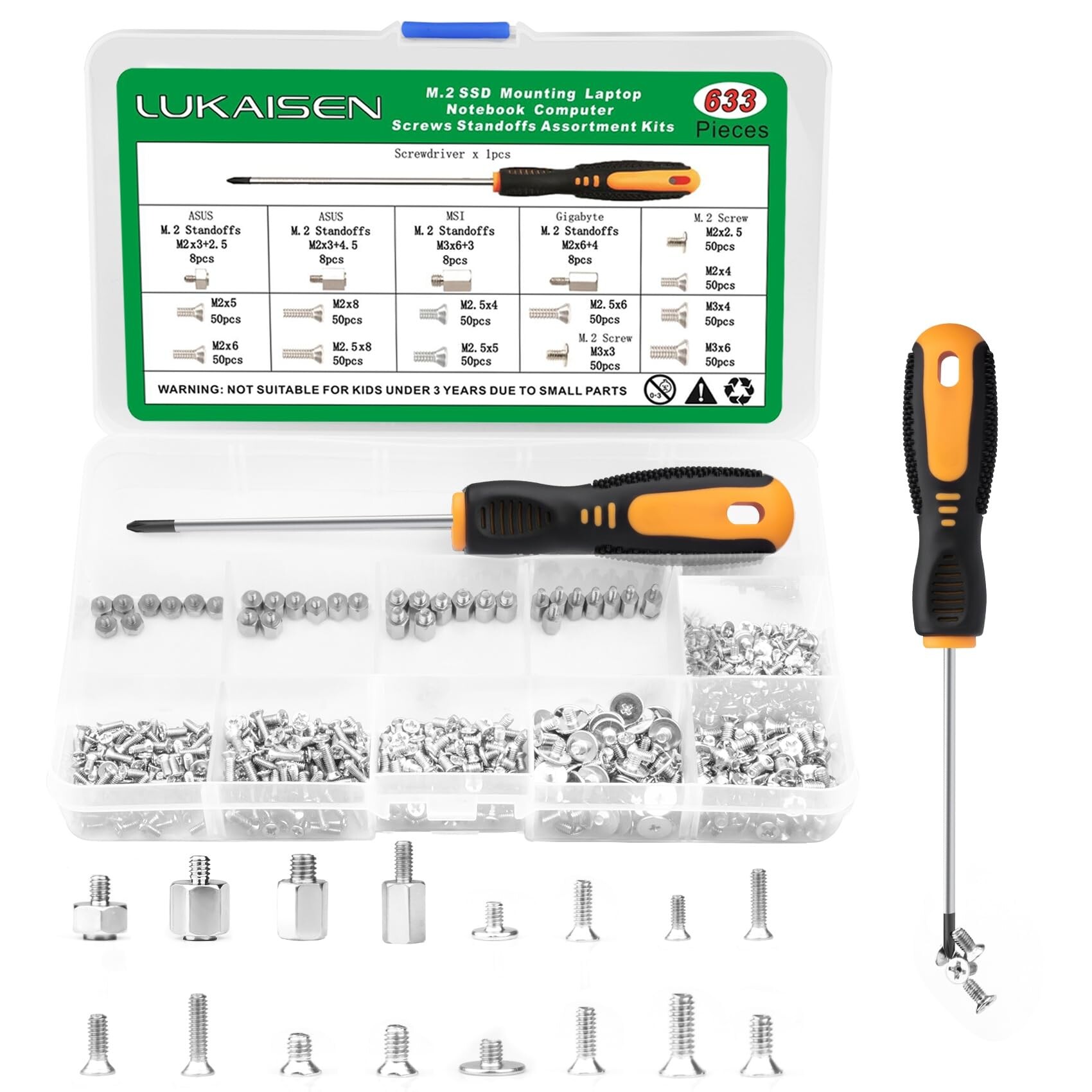 M.2 SSD NVMe Screws Mounting Kit PC Motherboard Screw Kit, 633pcs ...