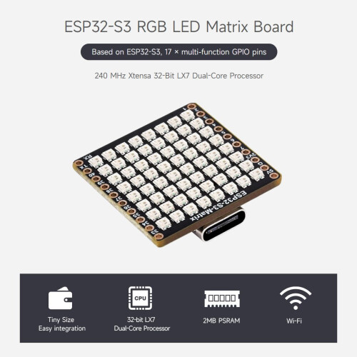 Esp32 S3 Matrix Development Board Onboard 88 Rgb Led Matrix And
