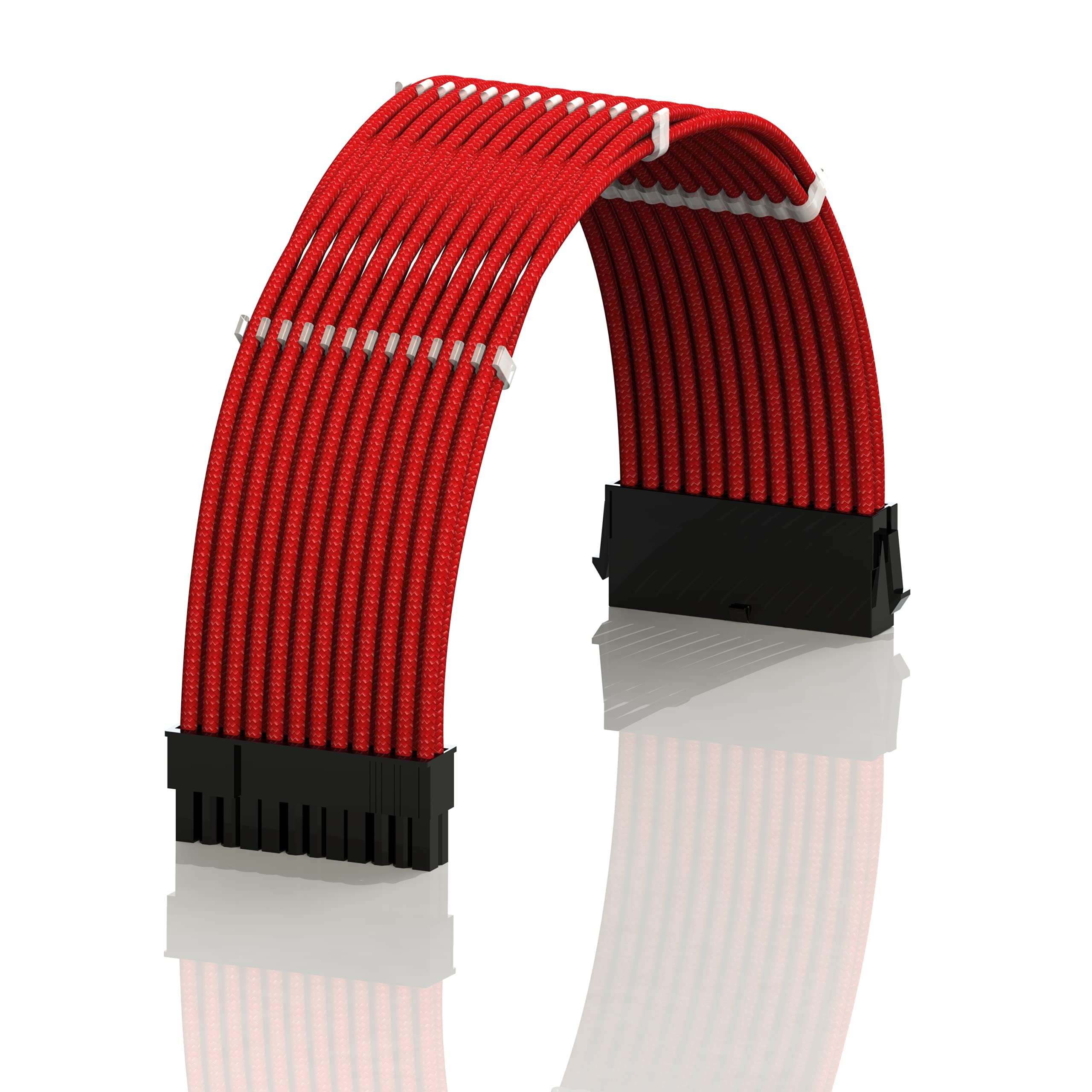 - AVA 30cm ATX 24 Pin (20+4) Motherboard PSU Braided Sleeved Power Supply Extension Cable w ...