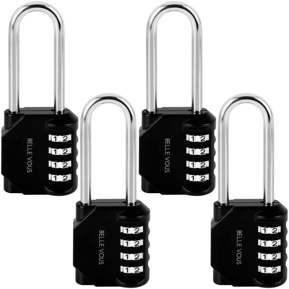 4 Pack of Black 4 Digit Combination Shackle Padlocks 1.65 x 0.87 x 4.33 inches Heavy Duty Waterproof Indoor Outdoor Security Lock for Gym School on OnBuy