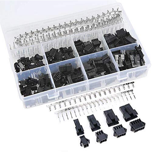 JST-SM 2.5mm Pitch 2/3/4/5 Pin Connector Assortment Kit, 560Pcs Male & Female Plug Housing ...