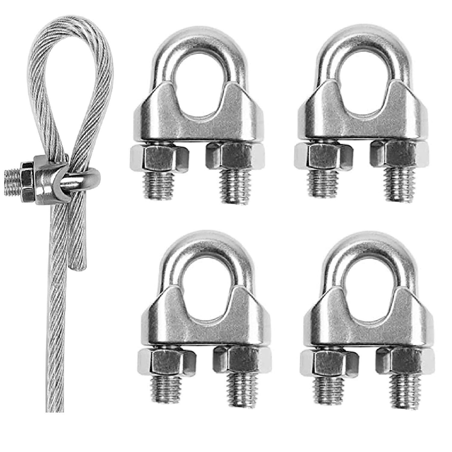 TERF 4 Pcs Wire Rope Cable Clip Clamps M12 for Ø 12mm (1/2") Wire Rope ...