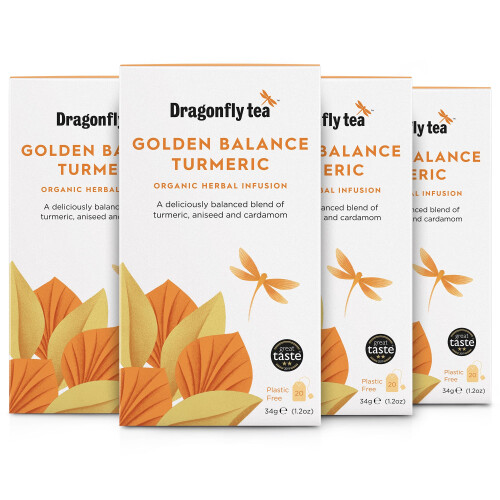 Golden Balance Turmeric Tea | Pack of 4 x 20 Organic Tea Bags (80 ...