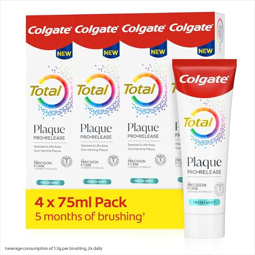 Plaque Pro-Release Fresh Mint Toothpaste 75ml x4, Dental Plaque Remover ...