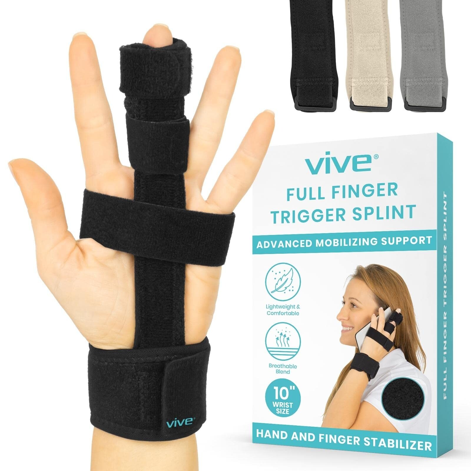 Full Trigger Finger Splint - Hand and Wrist Brace Support - Adjustable ...
