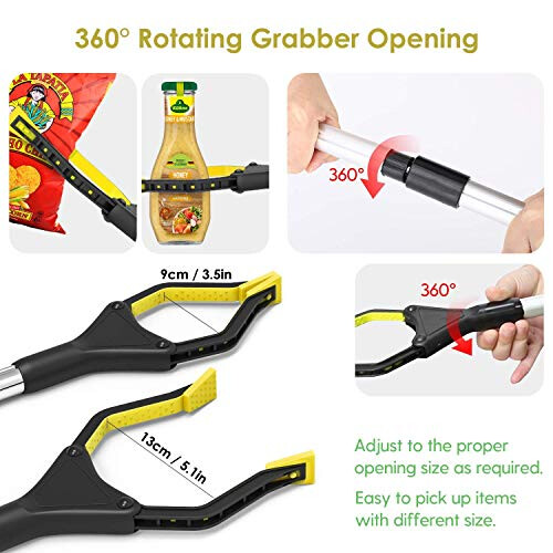 2 Pack Litter Picker,32 Inch Foldable Hand Reach Stick, Grabber Reacher ...