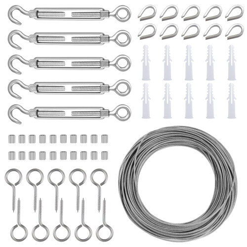 Garden Wire Hanging Fence Railing Kit,PVC Coated Heavy Duty Stainless Steel Wire Rope Cable 30m ...