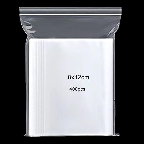 400pcs Grip Seal Bags 8x12cm Resealable Zip Lock Bags Clear Plastic Bags Reusable Polythene Pouches Sealable Storage Baggies for small items on OnBuy
