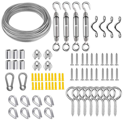 77Pcs wire rope, stainless steel steel cable with eyelets hook PVC ...