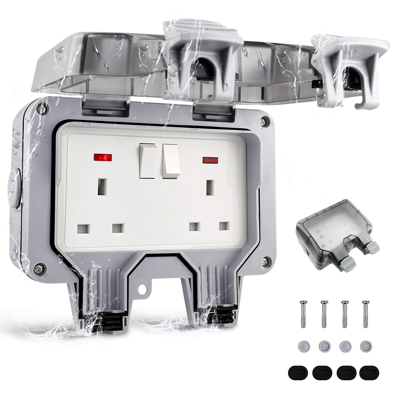 Outdoor Sockets Waterproof Double Socket, Weatherproof Outdoor Sockets ...
