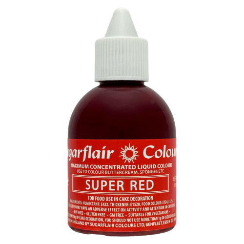 Sugarflair Super Red Liquid Food Colouring, Max Concentrate For Colouring Sugarpaste ...