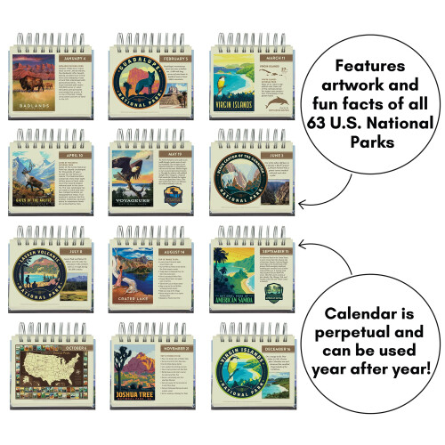 Perpetual Flip Calendar for Office Desk - National Park Daily Perpetual ...