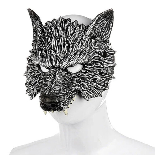 Wolf Mask Scary Silver Werewolf Mask Big Bad Wolf Costume Accessories ...
