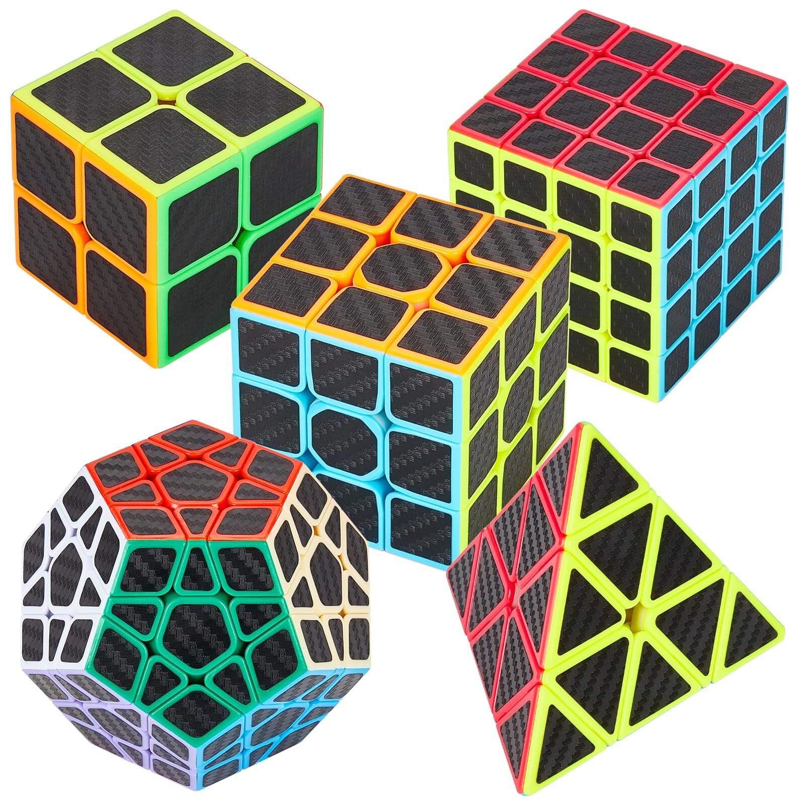 Speed Cube Set 5 Pack Magic Puzzle Cubes Pyraminx Pyramid + Megaminx ...