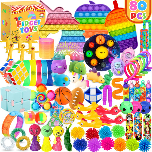 Rainbow Unicorn Fidget Toys Pack, Stress Reliever Fidget Toys Set for ...