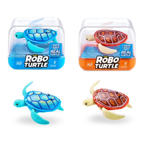 Robo Turtle Robotic Swimming Turtle 2 Pack, Orange and Blue, Swims ...