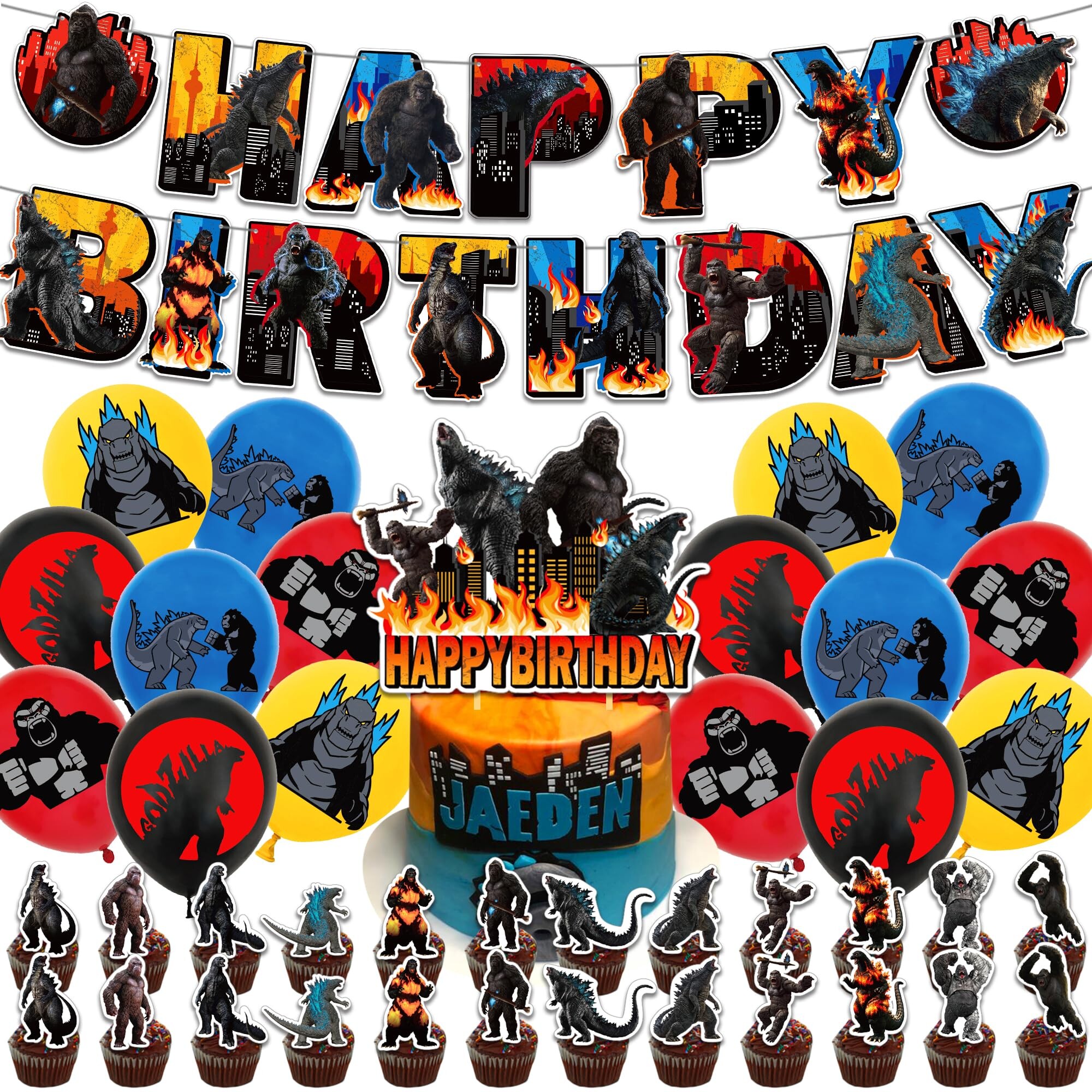 Godzilla Birthday Party Decorations, Godzilla vs Kong Party Supplies ...