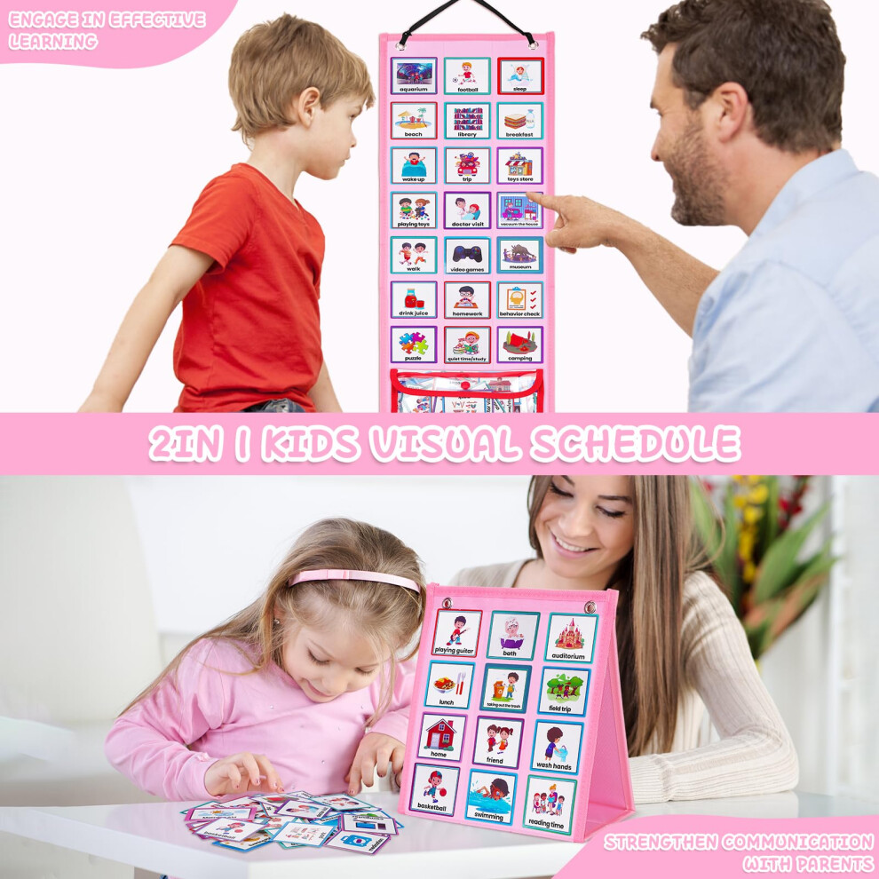 Visual Timetable, 96 Pcs Children Visual Daily Routine Chart, 2-in-1 ...