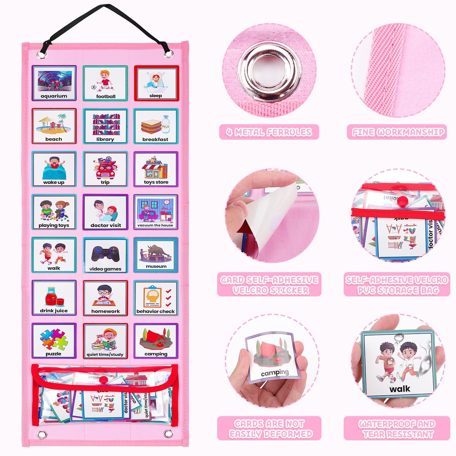 Visual Timetable, 96 Pcs Children Visual Daily Routine Chart, 2-in-1 ...