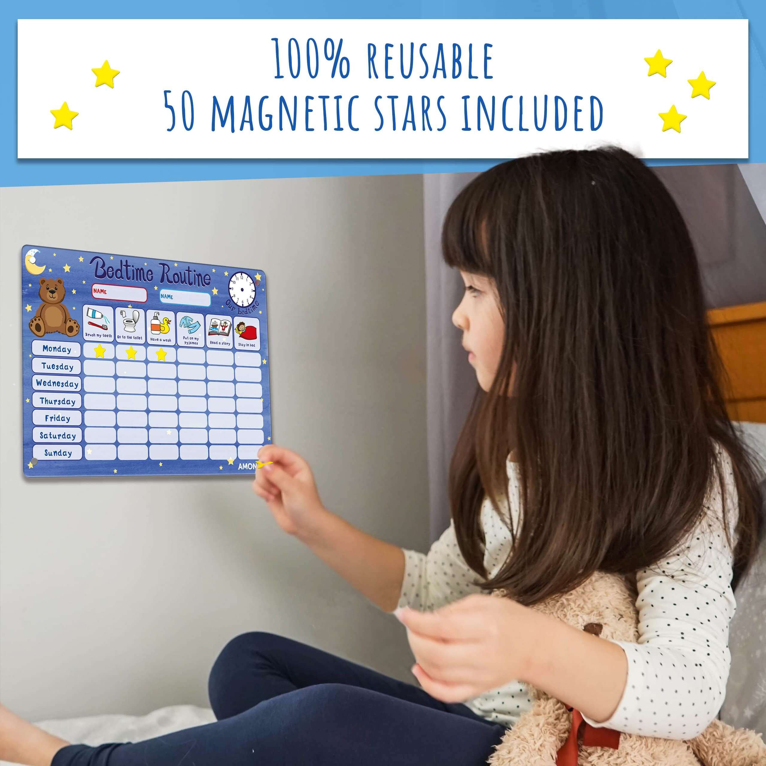 Magnetic Bedtime Routine Chart Reward Chart and Sleep Training Stay in ...