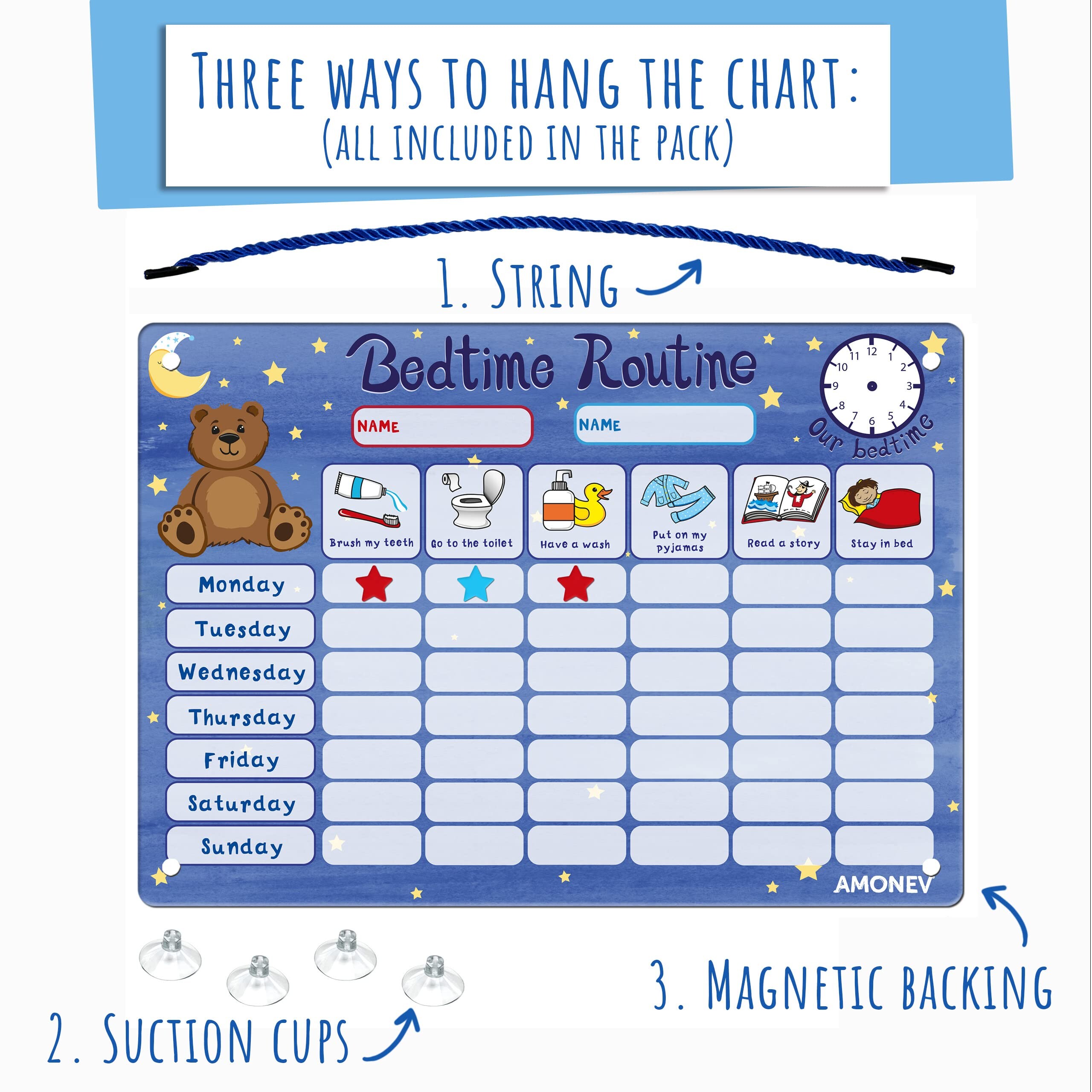 Magnetic Bedtime Routine Chart Reward Chart and Sleep Training Stay in ...