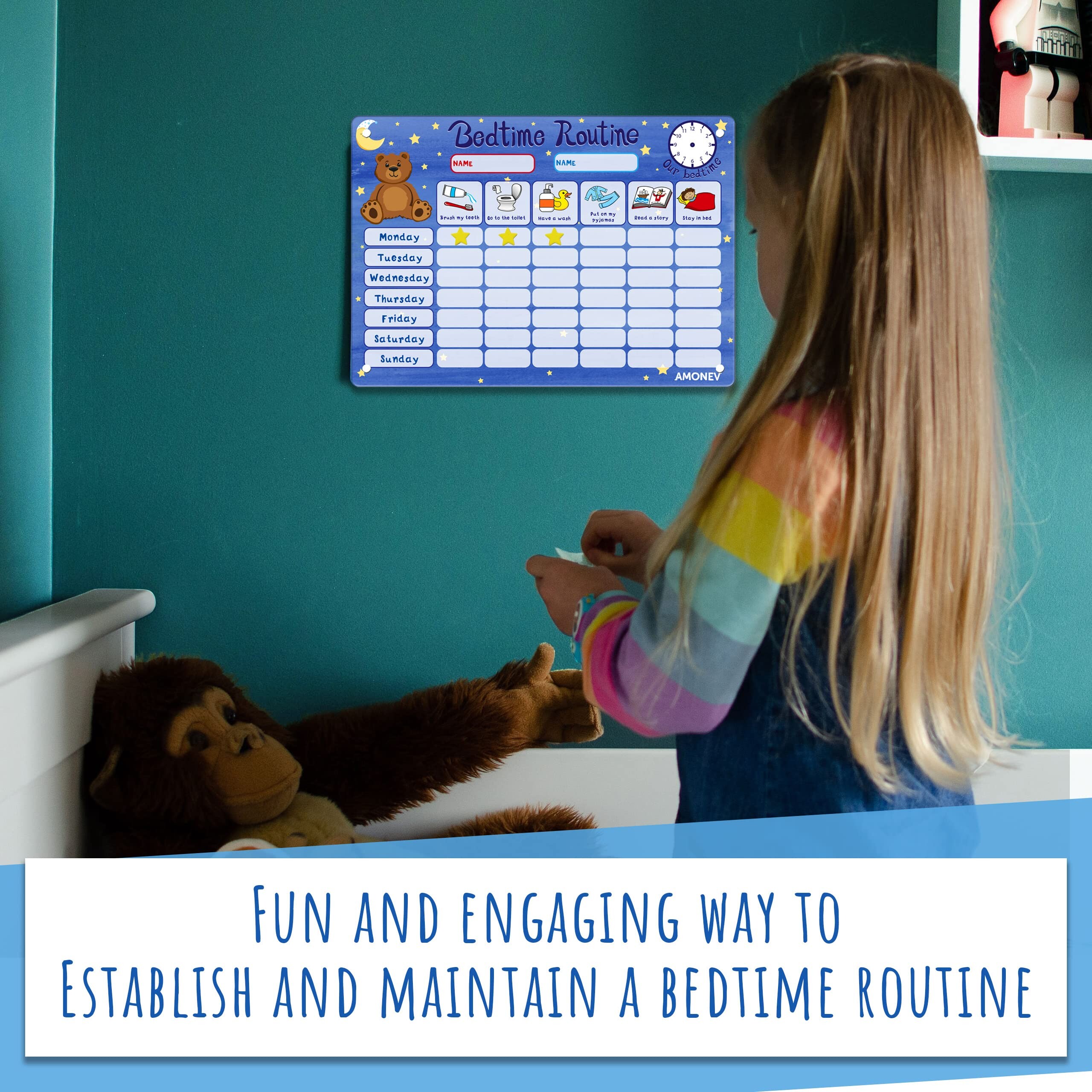 Magnetic Bedtime Routine Chart Reward Chart and Sleep Training Stay in ...