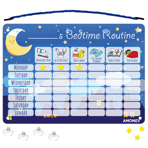 Children's Magnetic Bedtime Routine Reward Chart. Magnetic Sticker ...
