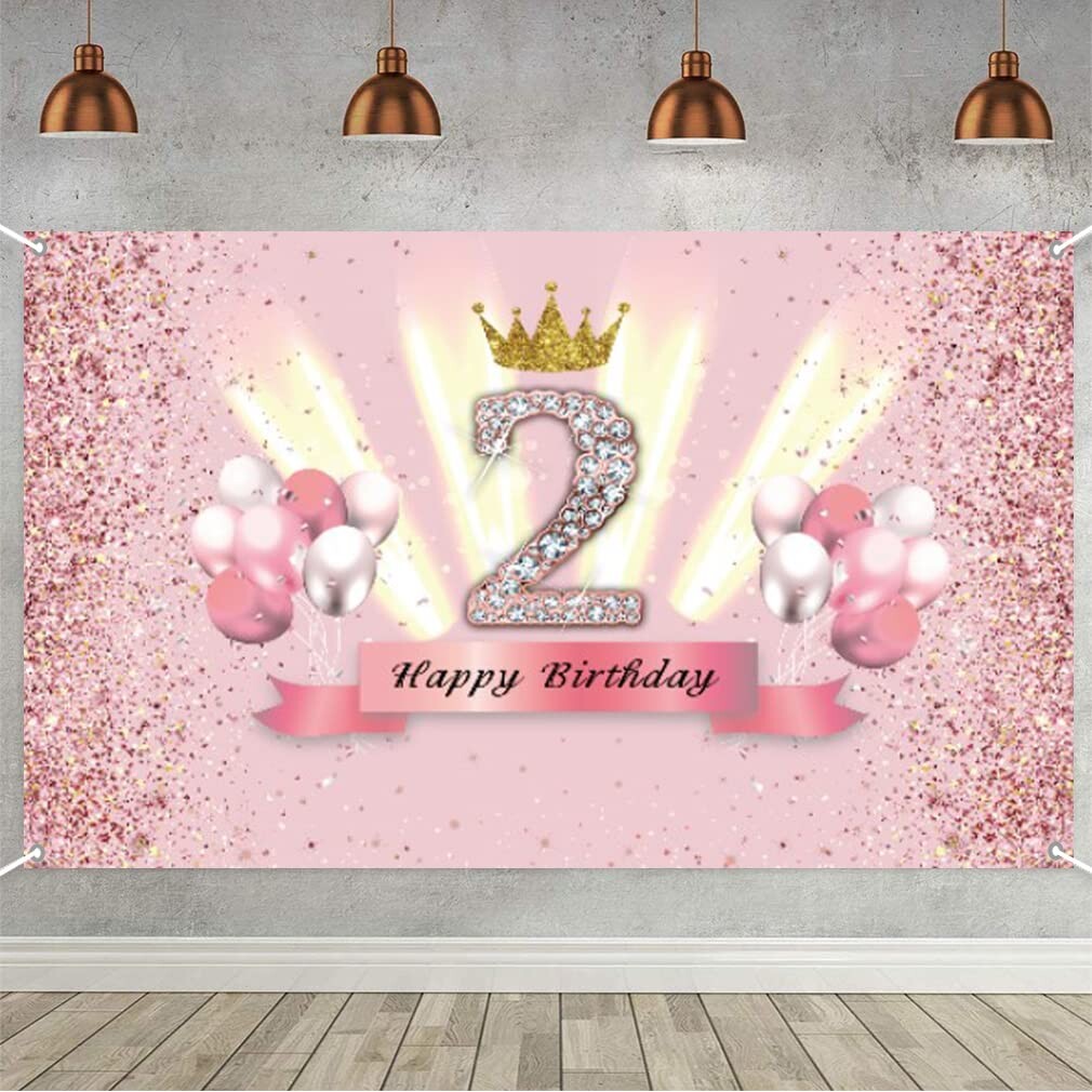 2nd Birthday Banner 2 Birthday Decoration Rose Gold Party Decoration ...
