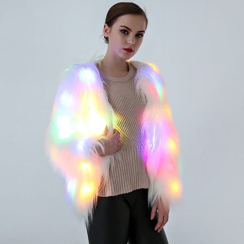 LED Fur coat stage costumes female LED luminous clothes jacket Bar ...