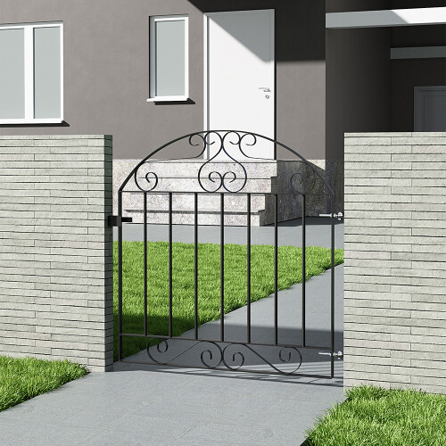 3ft Black Modern Arched Top Metal Outdoor Garden Gate Fence Gate 850 x ...