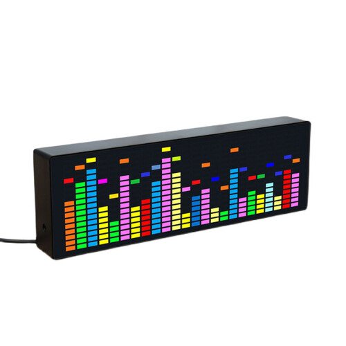 (Black) Voice Control LED Music Spectrum Clock with 7 Colors & Timers ...