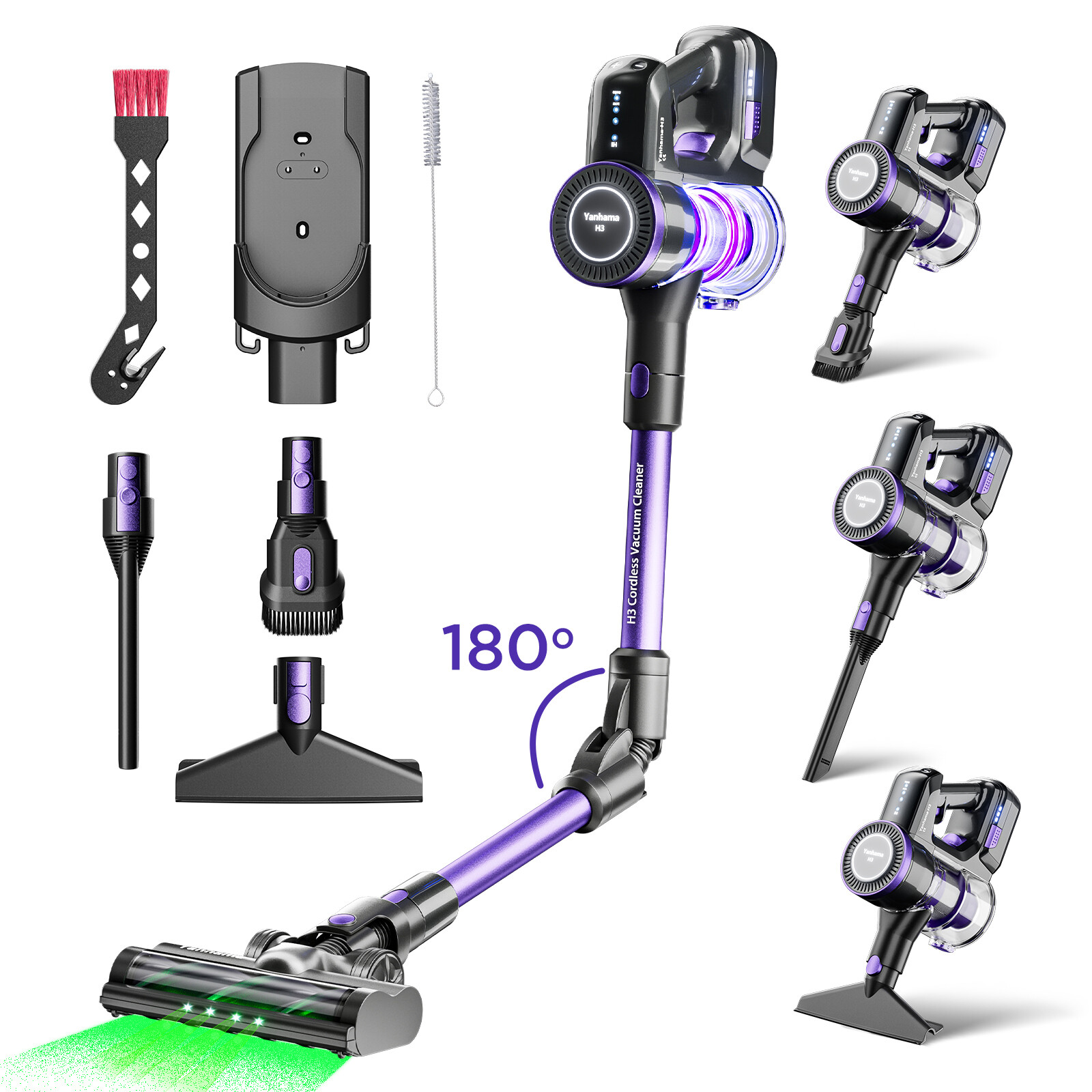 H3 Handheld Wireless Vacuum Cleaner, EU Plug, Black, Foldable on OnBuy