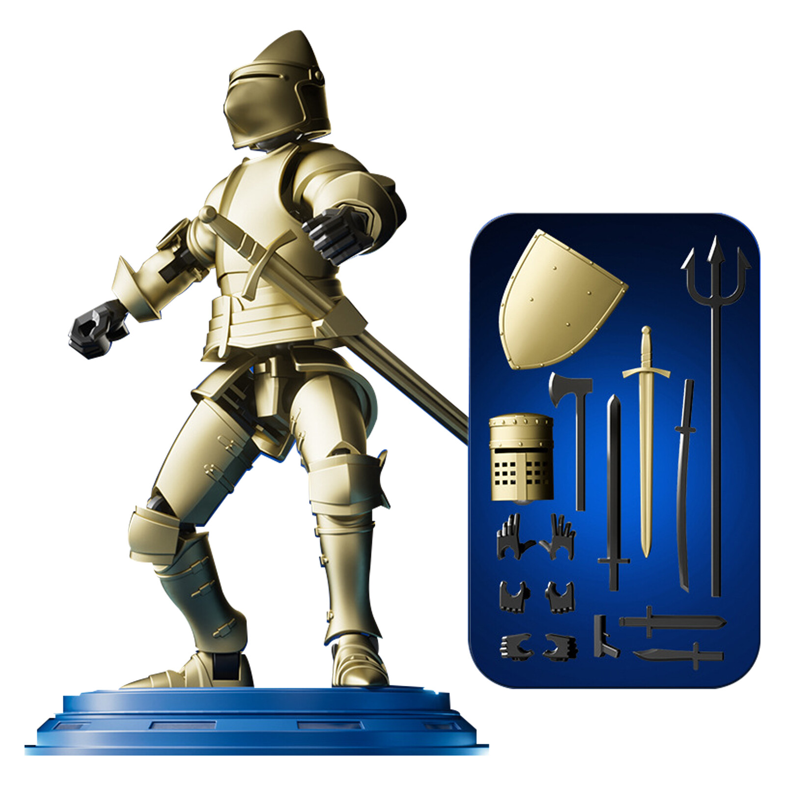(Gold) 5th Gen DIY 13pcs Medieval Knight Action Figure - Magnetic ...