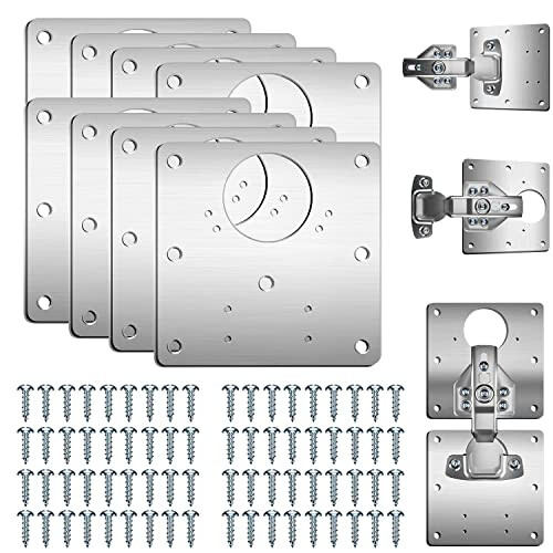 Hinge Repair Plate,8PCS Cabinet Hinge Repair Plate with Customized Screws,Stainless Steel ...
