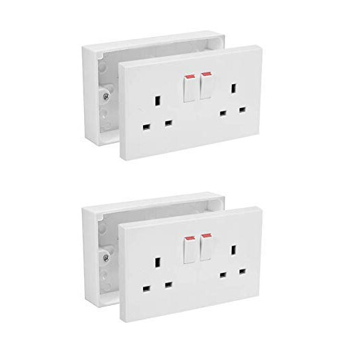 Axiom 13A Double White Switched Socket & Double Surface Mount 25mm ... Axiom 13A Double White Switched Socket & Double Surface Mount 25mm ...