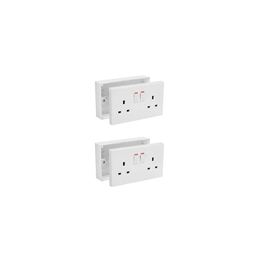 Axiom 13A Double White Switched Socket & Double Surface Mount 25mm ...