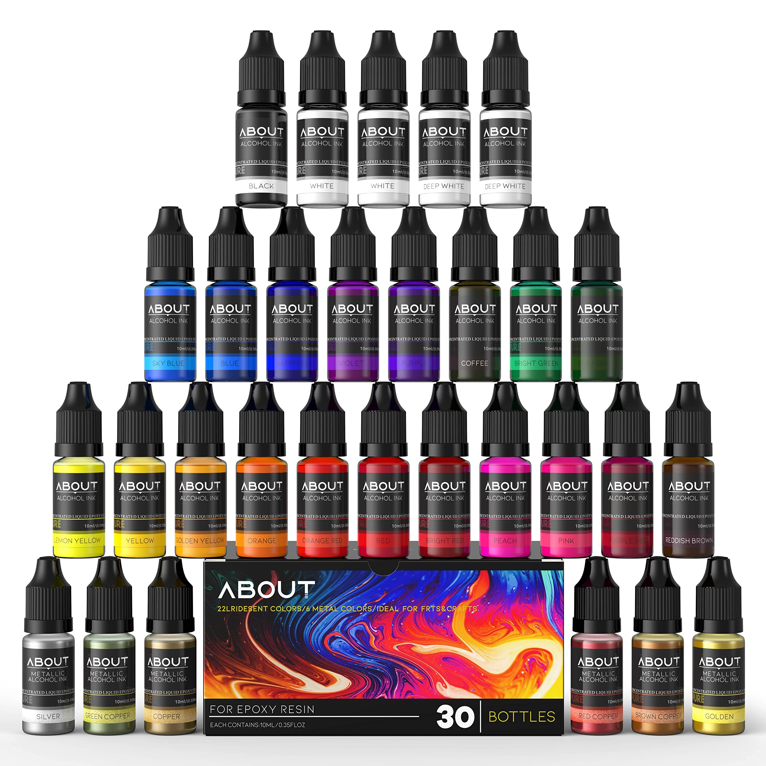 Alcohol Ink 30 Colours Set, Concentrated Epoxy Resin Paint, Resin Dye ...