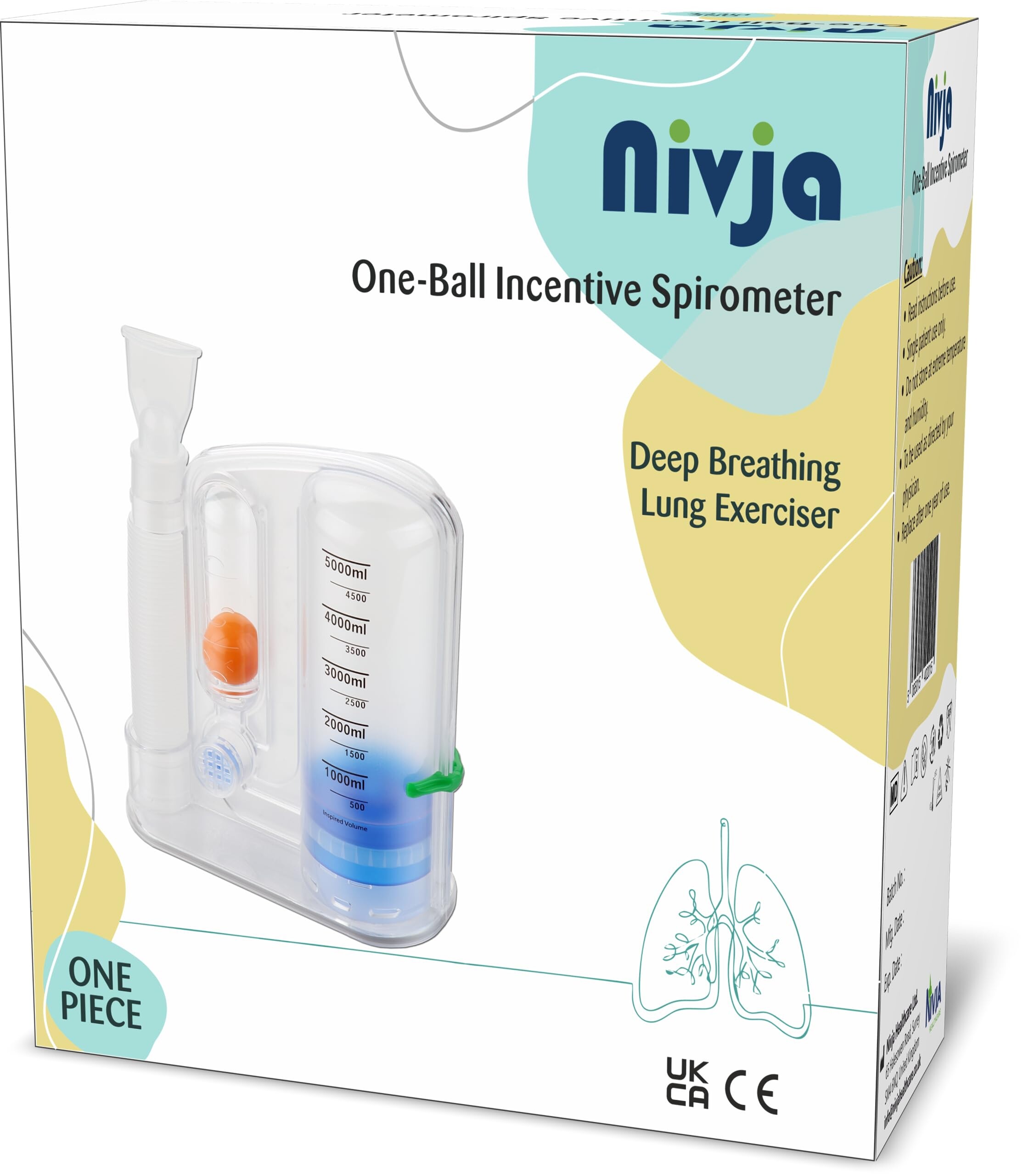 Deep Breathing Lung Exerciser, One ball Incentive Spirometer, Breathing ...