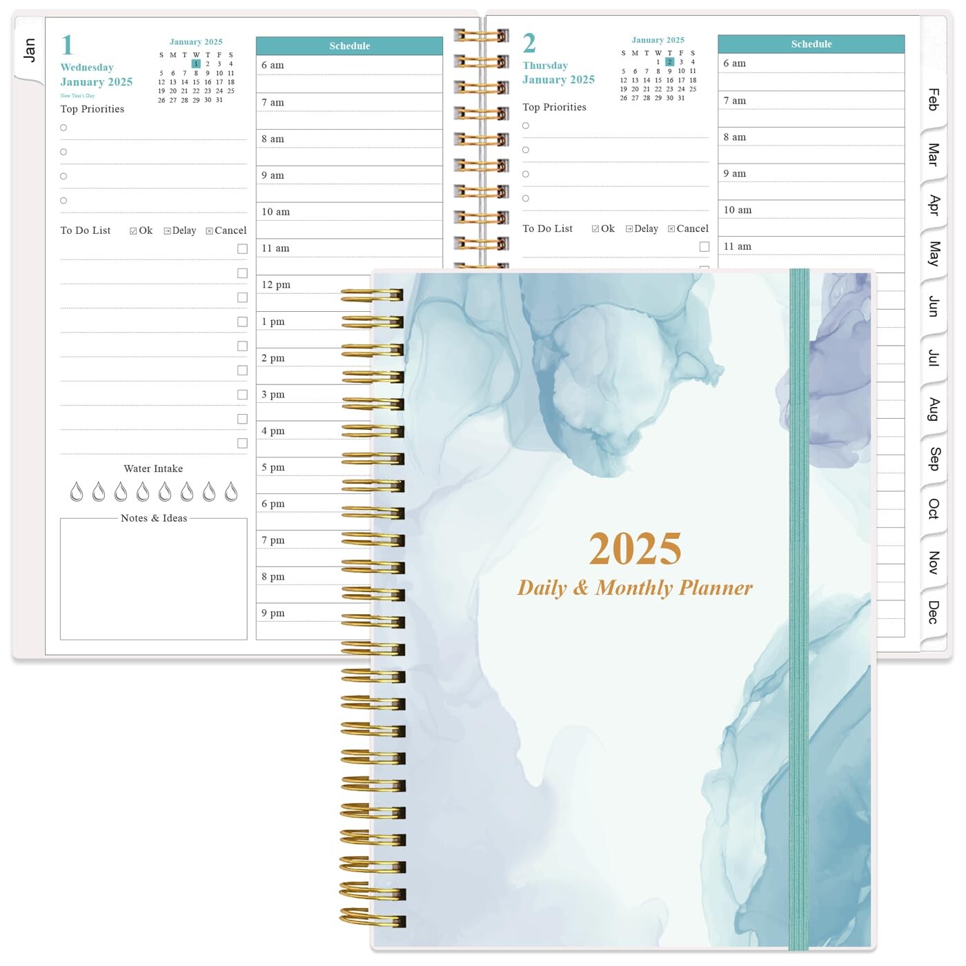 2024-2025 Daily & Monthly Planner, One Page Per Day, Daily Planner 2024 ...