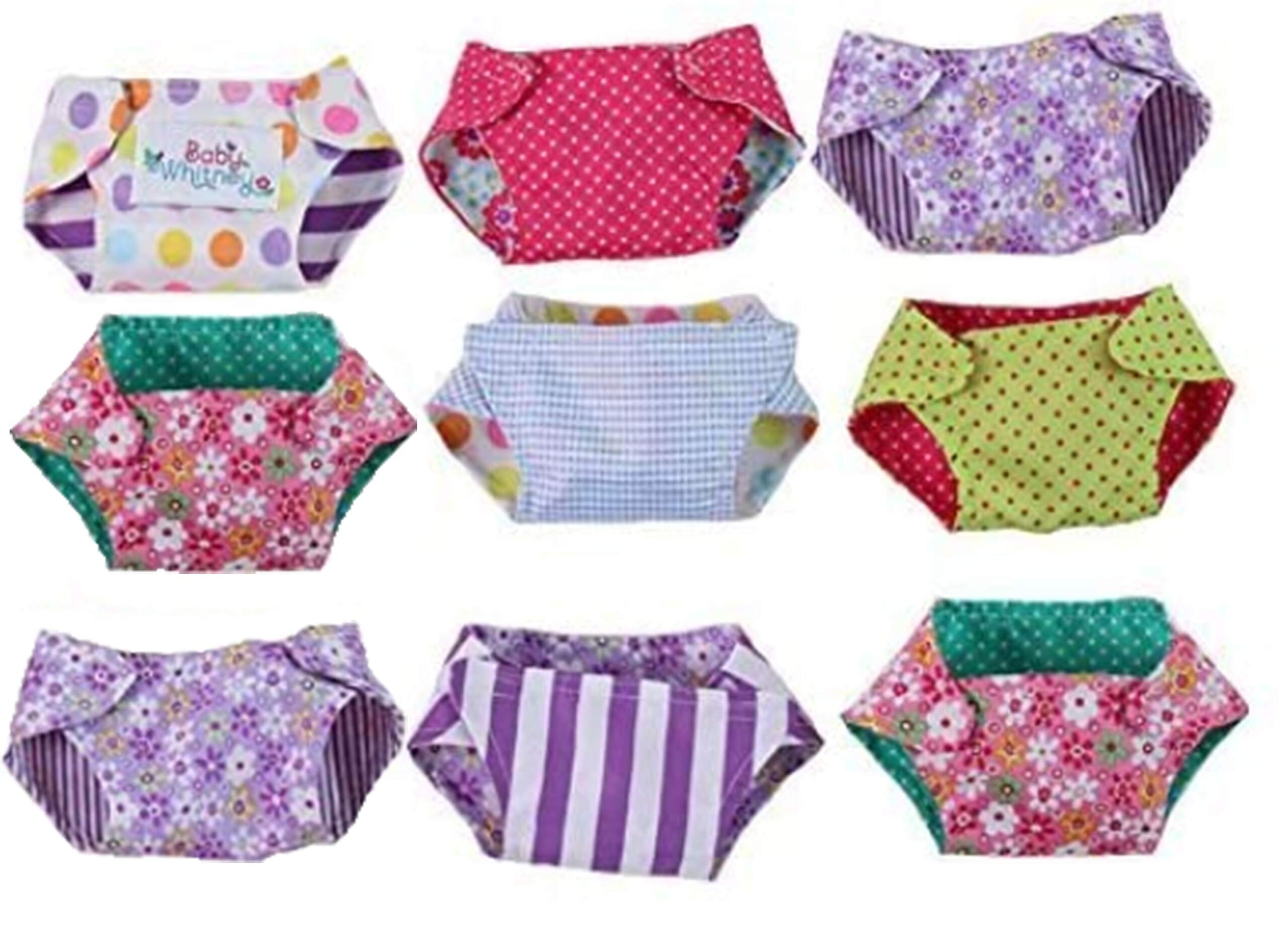 Reversible Baby Doll 9-Pack Cloth Diaper Set, Assorted | Baby Doll ...