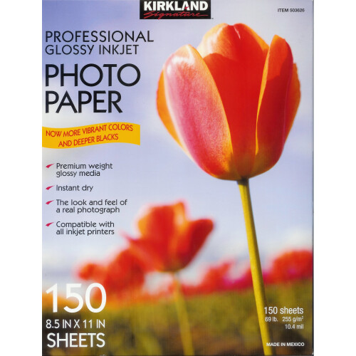 Kirkland Signature Professional Glossy Inkjet Photo Paper 8.5 x 11 Inch ...