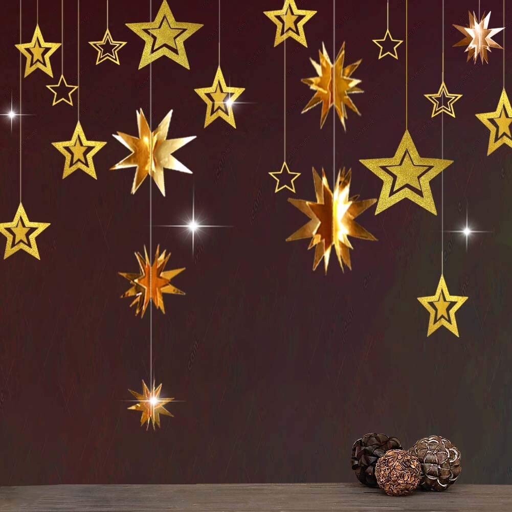 Decor365 gold Twinkle Star Party Decoration Kit Metallic glitter 3D ...