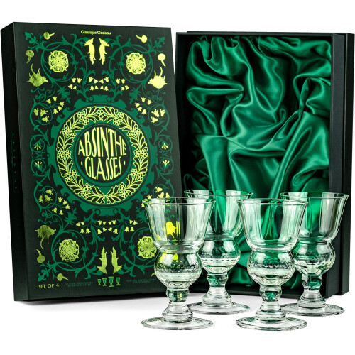 Copas vintage de cristal para absenta, sambuca, raki, pastis y ouzo | Juego de 4 | Copas de ...