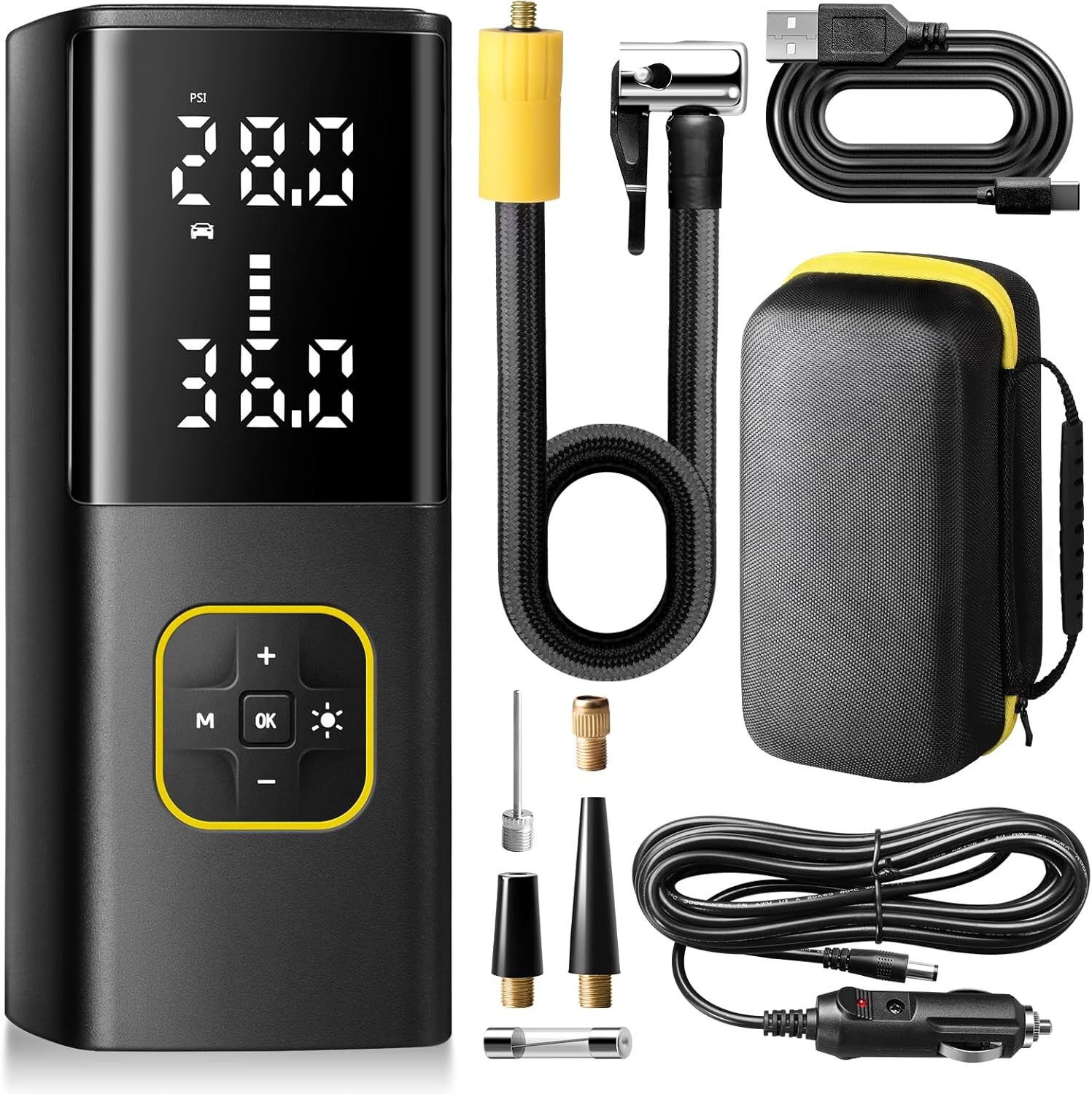 Tire Inflator Portable Air Compressor, 150 PSI and 9000mAh Fast ...