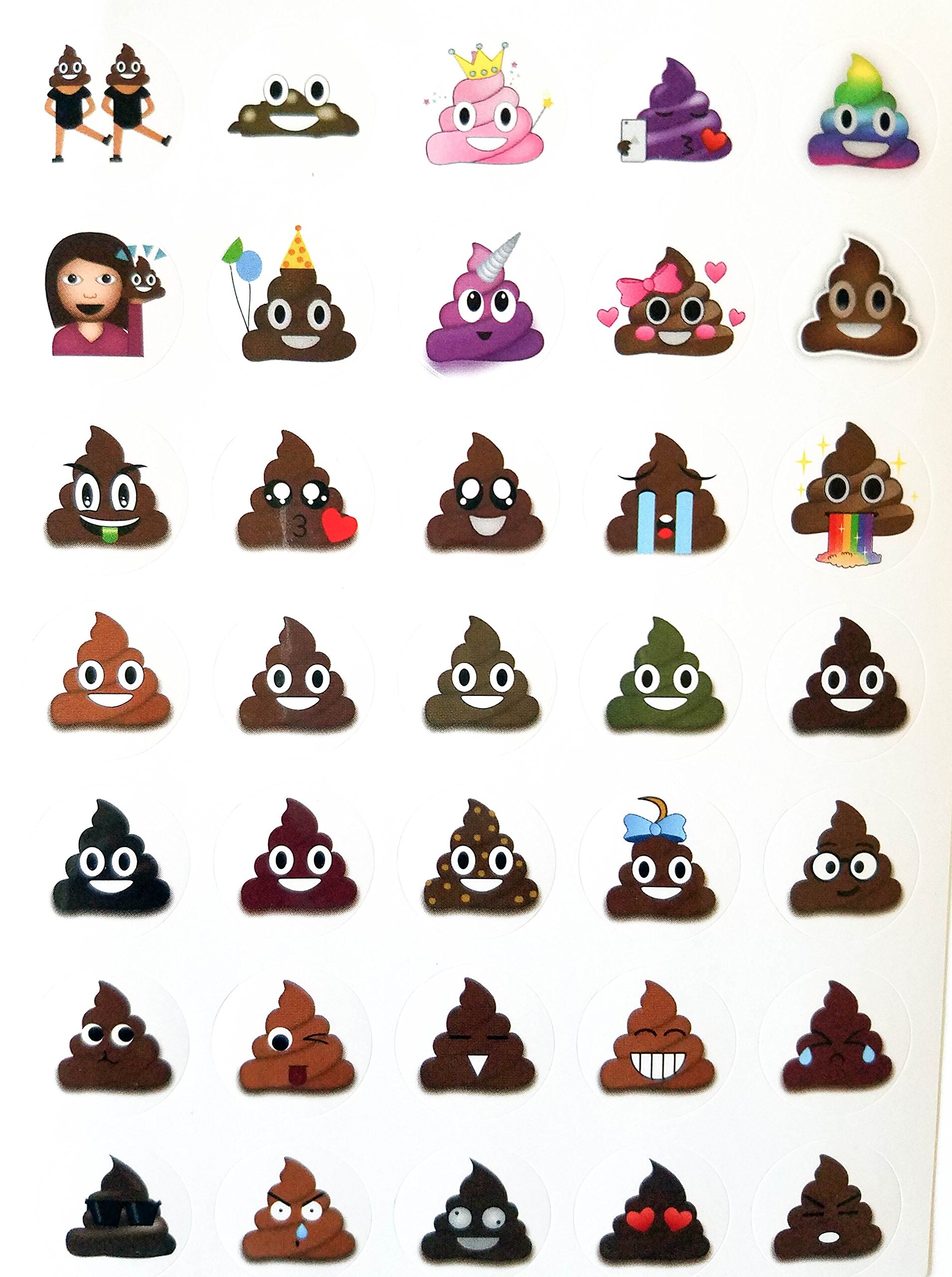 Poop Emoji Sticker Sheet Party Favor 24 Pack (576 Stickers), Poo Set ...